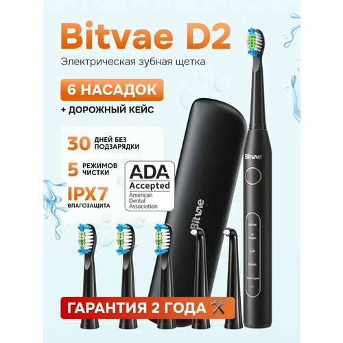 Электрическая зубная щетка Bitvae D2 Daily Toothbrush + Case (D2 + Case) , GLOBAL, Black