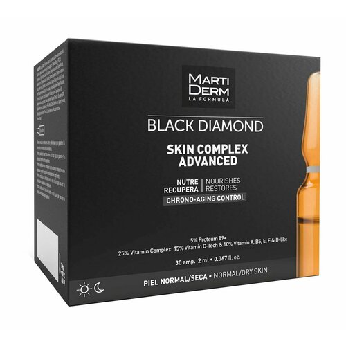 Сыворотка уход в ампулах для глубокого увлажнения и восстановления упругости кожи лица MartiDerm Black Diamond Skin Complex Advanced 30 Ampoules