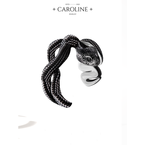 Кольцо Caroline Jewelry, безразмерное, черный, серебряный