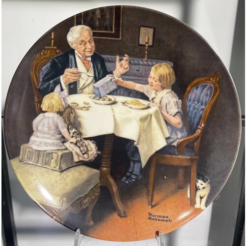 Гурман, винтажная декоративная тарелка из коллекции "Произведения Нормана Роквелла", Knowles