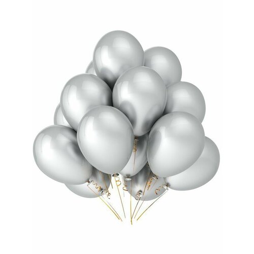 Воздушные шары серебро 100 шт, на день рождения
