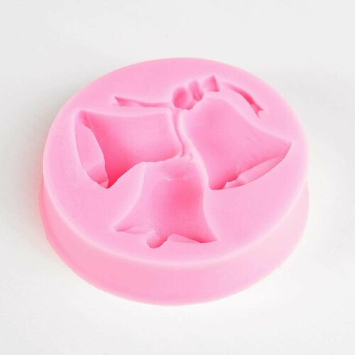 Форма для шоколада и мастики - Колокольчики крупные, силиконовая, 7х7 см, цвет розовый, 1 шт.