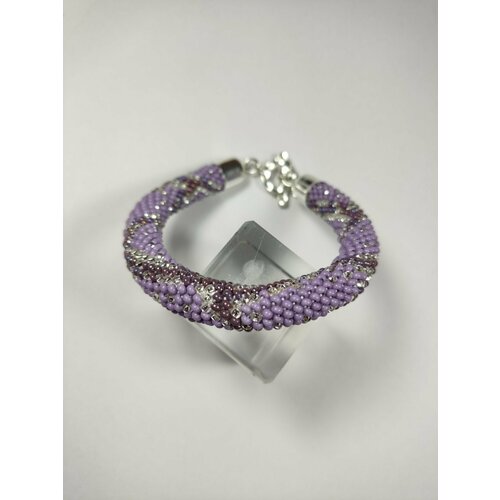 Плетеный браслет, 1 шт., размер 18 см, серебристый, фиолетовый