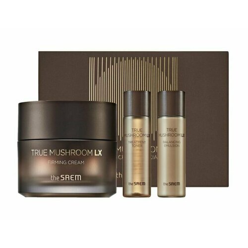 THE SAEM Набор для лица уходовый антивозрастной TRUE MUSHROOM LX Firming Cream Special Set (крем 50мл, тонер 31мл, эмульсия 31мл)