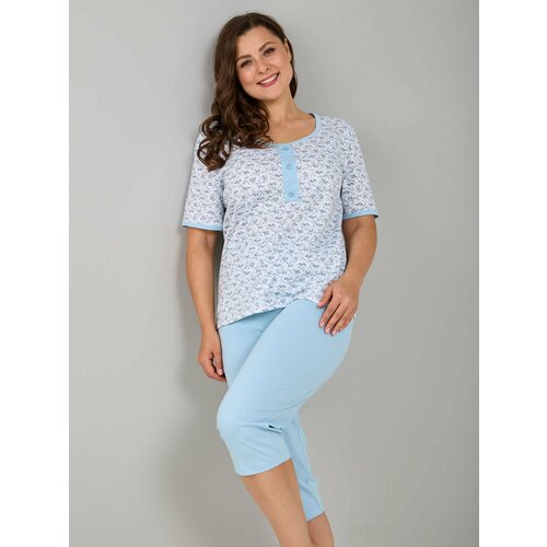 Пижама Алтекс, размер 58, белый, голубой