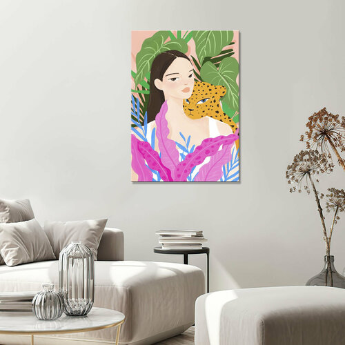 Интерьерная картина на холсте - Арт Девушка с животным (3) 40х60