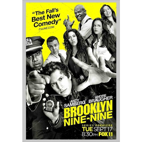 Плакат, постер на бумаге Бруклин 9-9 (Brooklyn Nine-Nine, 2013-2021г). Размер 21 х 30 см