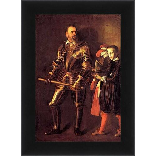Плакат, постер на холсте Grand Master Alof of Wignacourt in Armour, With a Page. Микеланджело Караваджо. Размер 60 на 84 см