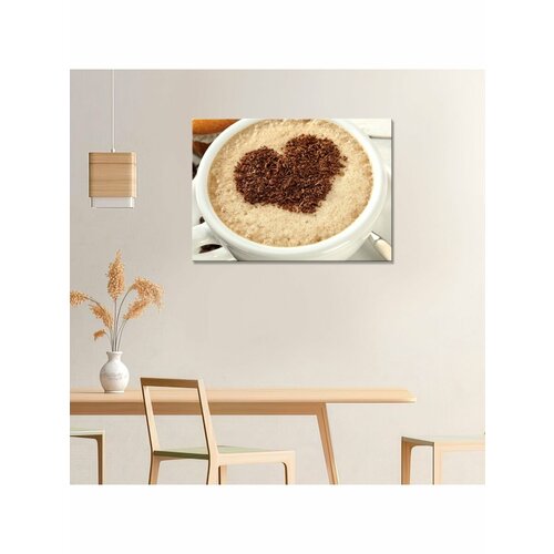Картина на холсте с подрамником Кофе шоколадное сердечко 60х80