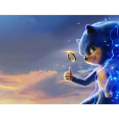 Плакат, постер на холсте Sonic/Соник/игровые/игра/компьютерные герои персонажи. Размер 60 х 84 см