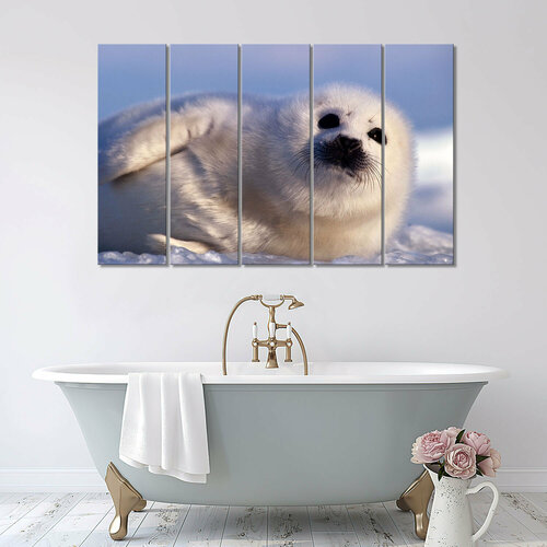 Модульная картина/Модульная картина на холсте/Модульная картина в подарок/милый маленький тюлень-cute little seal 150х100