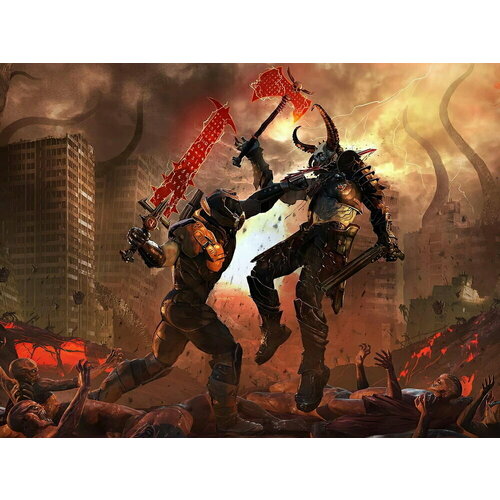 Плакат, постер на холсте Doom/Дум/игровые/игра/компьютерные герои персонажи. Размер 42 х 60 см