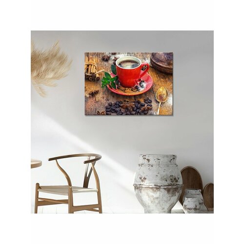 Картина на холсте с подрамником Ароматный горячий кофе5 20х30