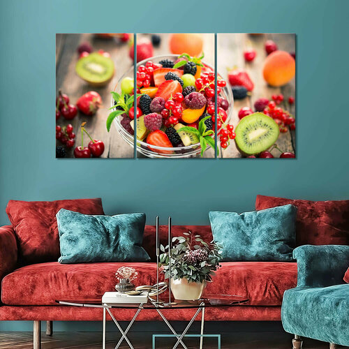 Модульная картина/Модульная картина на холсте/Модульная картина в подарок/сладкие спелые ягоды-sweet ripe berries 90х50