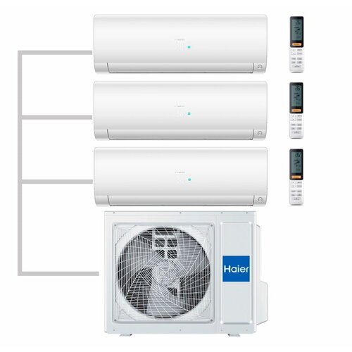 Haier Mульти сплит-система на 3 комнаты 25+25+25 кв. м. HAIER AS25S2SF2FA-W X 3 / 3U55S2SR5FA