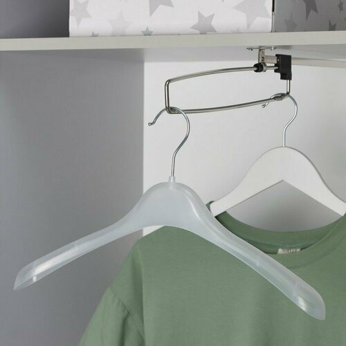 Плечики - вешалка для одежды, 38×23 см, цвет прозрачный (комплект из 18 шт)