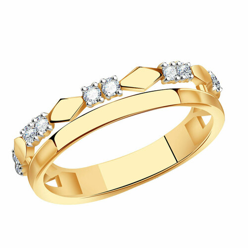 Кольцо Diamant online, золото, 585 проба, фианит, размер 15.5, прозрачный