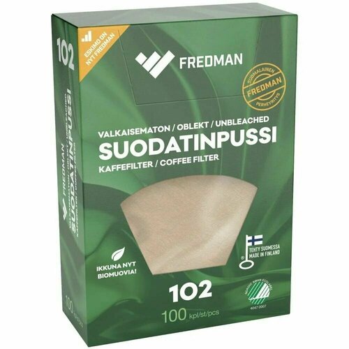 Замятые коробки Фильтр-пакет для кофе 102 Fredman небеленый 100 шт (Из Финляндии)
