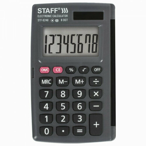 STAFF Калькулятор карманный staff stf-6248 (104х63 мм), 8 разрядов, двойное питание, 250284