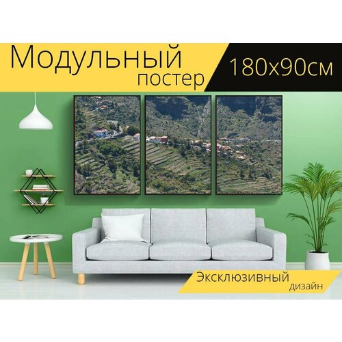 Модульный постер "Маска, плантации, крутой склон" 180 x 90 см. для интерьера