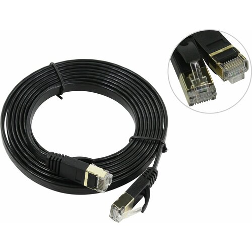 Интернет кабель, плоский - 2м (Патч корд Cat 7 F/FTP RJ45-RJ45)