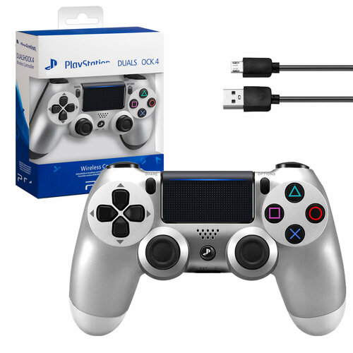 Беспроводной джойстик (геймпад) для PS4, Серебро / Bluetooth