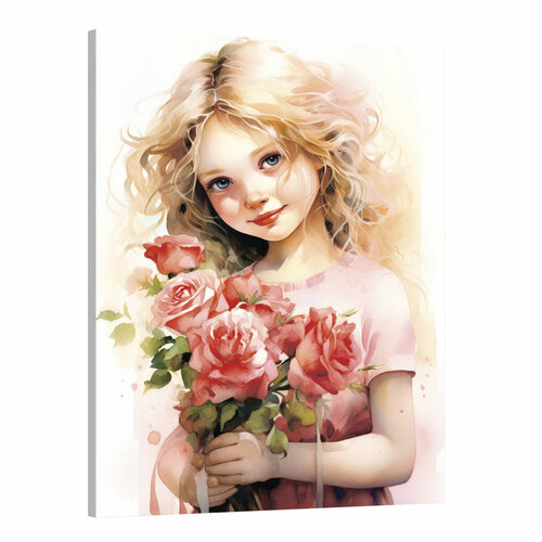 Интерьерная картина 50х70 "Девочка и розы"