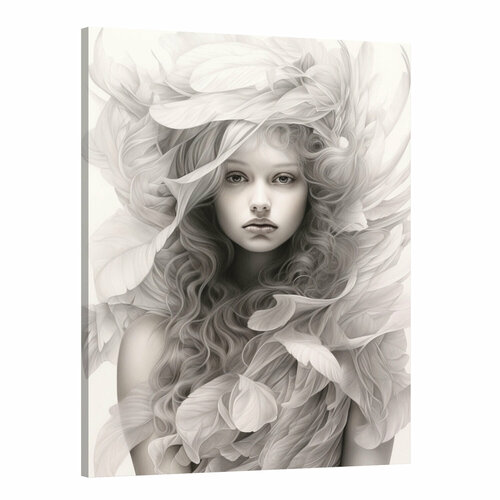 Интерьерная картина 50х70 "Девушка с перьями"