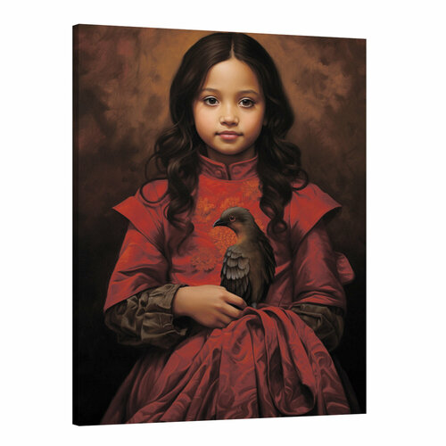 Интерьерная картина 50х70 "Девочка и птица"