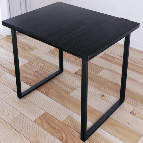Стол кухонный Loft со столешницей цвета черного оникса из массива сосны 40 мм и черными металлическими ножками, 90х80х75 см