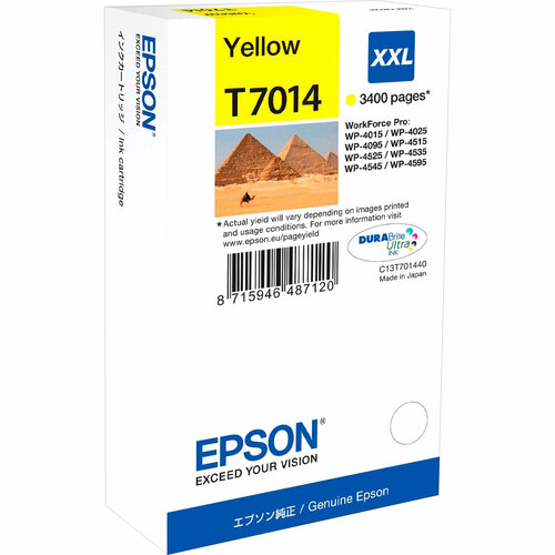 Картридж струйный Epson T7014 C13T70144010 желтый оригинальный повышенной емкости