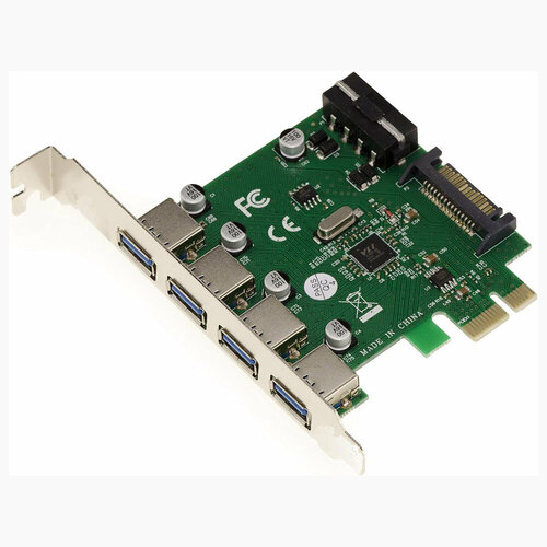 Контроллер PCIe x1 v2.0 (VIA VL805) USB 3.2 Gen1x1, 4 x USB-A | ORIENT VA-3U4PE oem