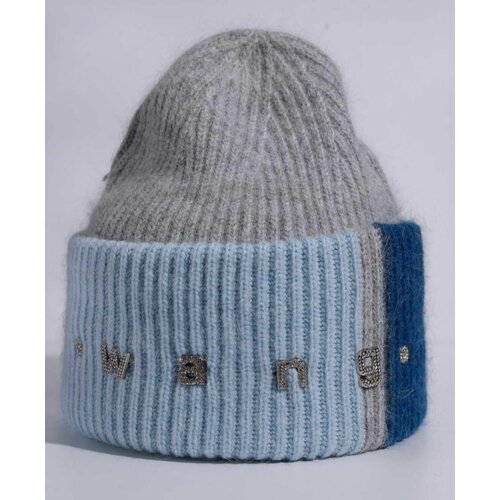 Шапка бини  шапка женская, размер 56-58, голубой