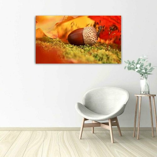Картина на холсте 60x110 LinxOne "Жёлудь, осень, у дерева" интерьерная для дома / на стену / на кухню / с подрамником