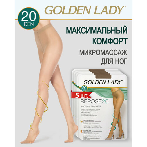 Колготки  Golden Lady, 20 den, 5 шт., размер 4, бежевый