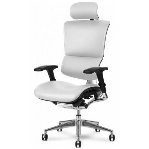 Ортопедическое кресло для руководителя из белой кожи Expert Sail Exclusive