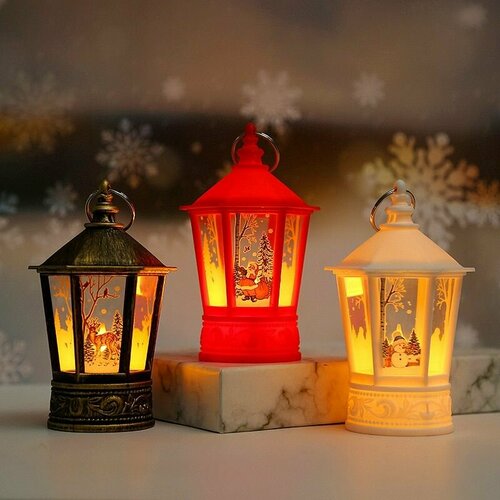 Набор светящихся елочных фонарей на елку "В зимнем лесу", "Дед Мороз", "Снеговик и белочка" 14см (3шт)