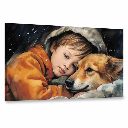 Интерьерная картина 100х60 "Собачья любовь"