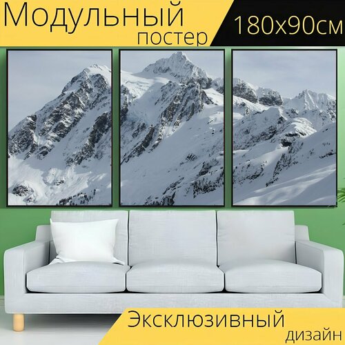 Модульный постер "Гора шуксан, шуксан, гора" 180 x 90 см. для интерьера