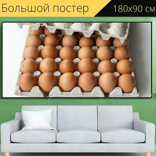 Большой постер "Яйца, упаковка, тара" 180 x 90 см. для интерьера