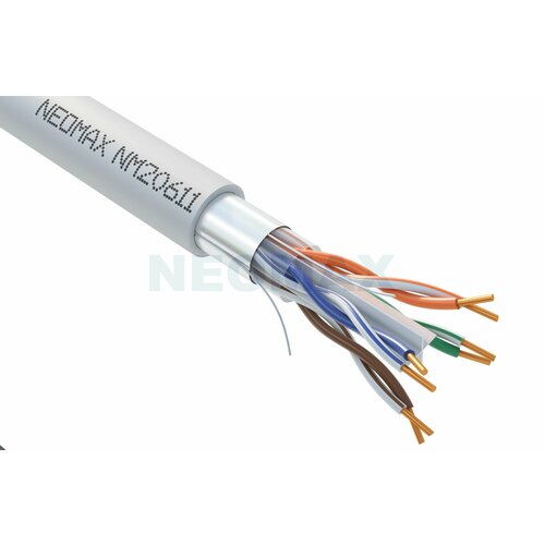 Кабель витая пара NEOMAX NM20611-205М-P F/UTP cat.6 4 пары (205 м) 0.57 мм (23 AWG) одножильный, чистая медь, LSZH