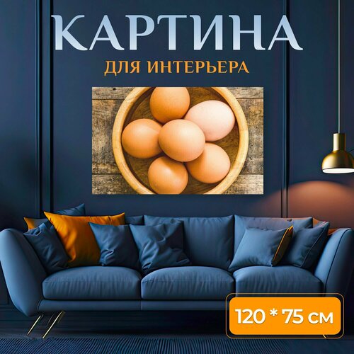 Картина на холсте "Яйца, яйцо, пасха" на подрамнике 120х75 см. для интерьера