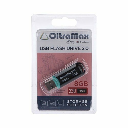 Флешка OltraMax 230, 8 Гб, USB2.0, чт до 15 Мб/с, зап до 8 Мб/с, чёрная (комплект из 3 шт)