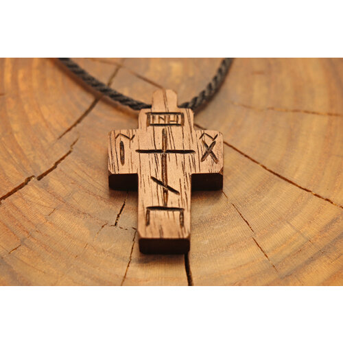 Крестик МИСТОРИИ Крест с перекладиной, бежевый, коричневый