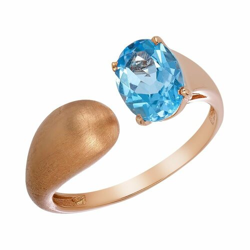 Кольцо UVI, серебро, 925 проба, золочение, голубой, золотой