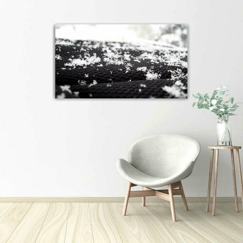 Картина на холсте 60x110 LinxOne "Макро, ткань, снежинки, зима" интерьерная для дома / на стену / на кухню / с подрамником