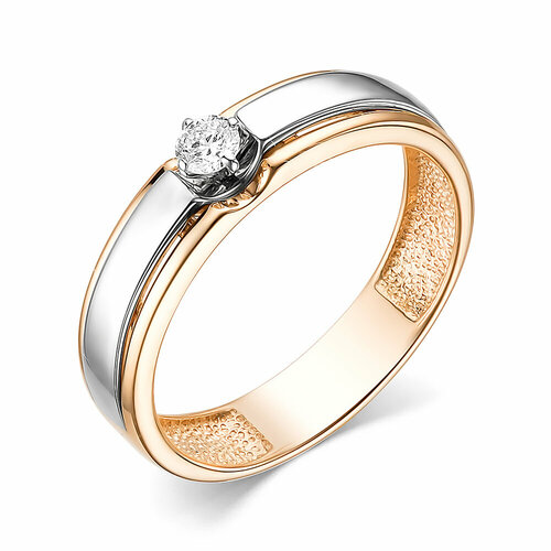 Кольцо обручальное Dewi, комбинированное золото, 585 проба, бриллиант, размер 20, золотой