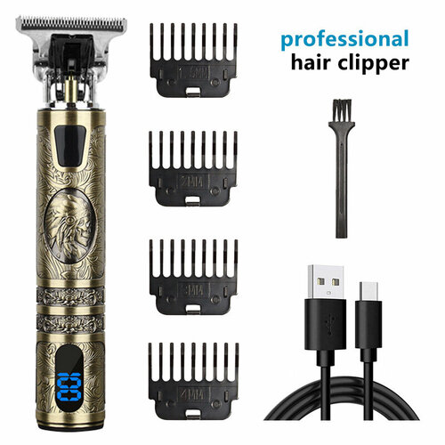 Электрическая машинка для стрижки волос с цифровой индикаторной панелью T9, цвет бронзовый