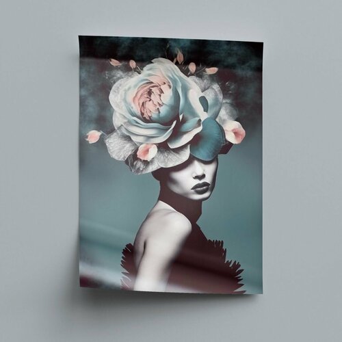 Постер Девушка и цветы #6, 50x70 см