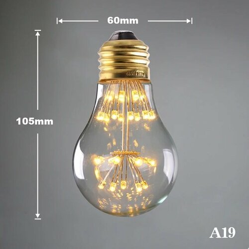 Лампа светодиодная филаментная E27 3W 2200K теплый белый A19, LED
